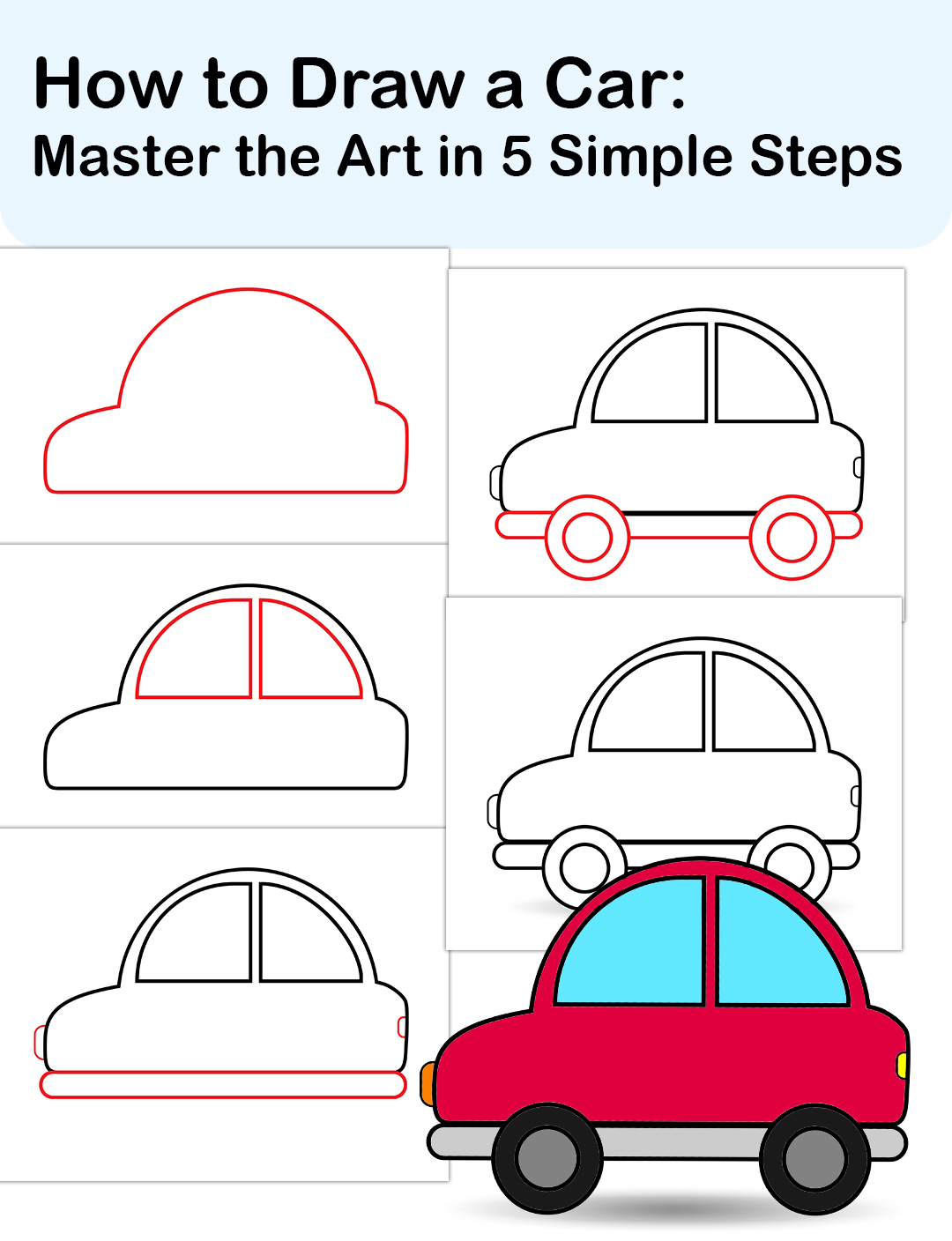 How to Draw a Car: Follow 5 Simple Steps - Kids Educator